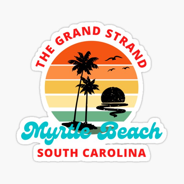 "MYRTLE BEACH South Carolina Grand Strand Vintage Sunset" Sticker for ...
