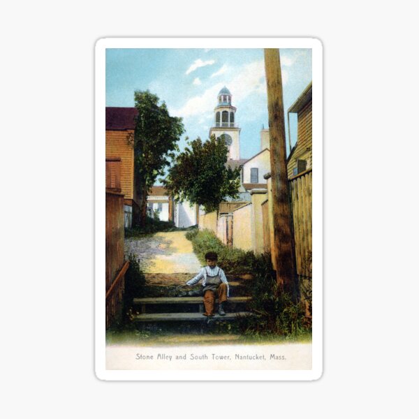 "1905 Boy in Stone Alley, Nantucket, Massachusetts" Sticker for Sale by ...