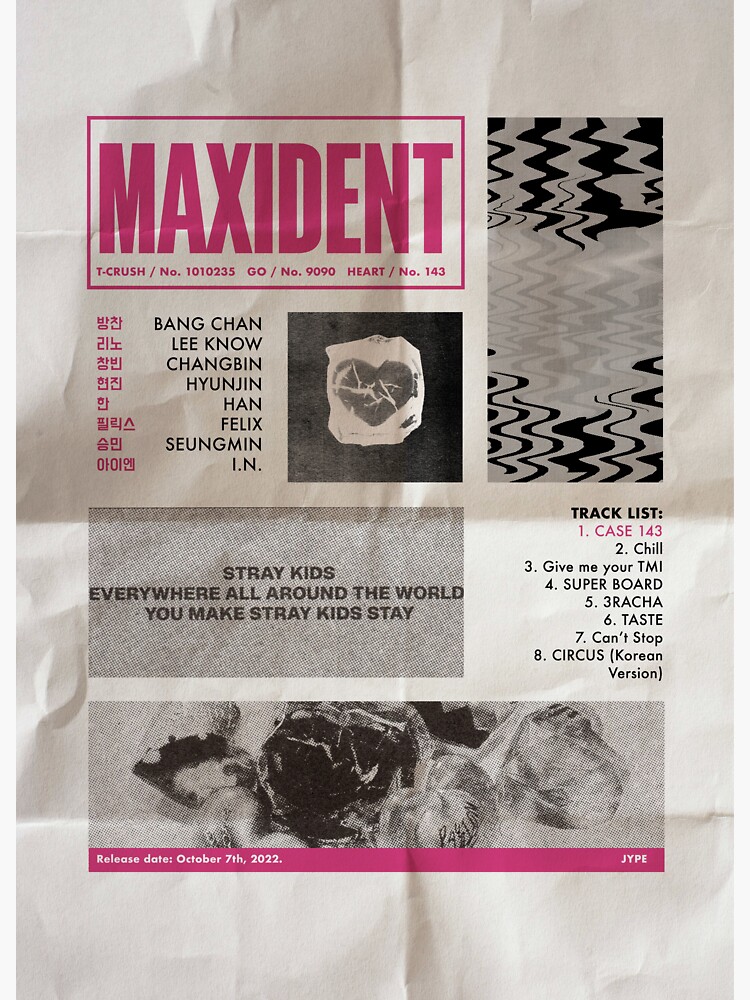 "stray kids maxident poster pink" Sticker for Sale by partumaurora ...