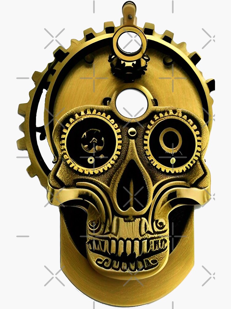 "Metal Steampunk Cog Gear Skull" Sticker for Sale by ZiolaRosa | Redbubble