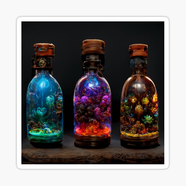 "Three Magic Potions" Sticker for Sale by i-ImagineArtist | Redbubble