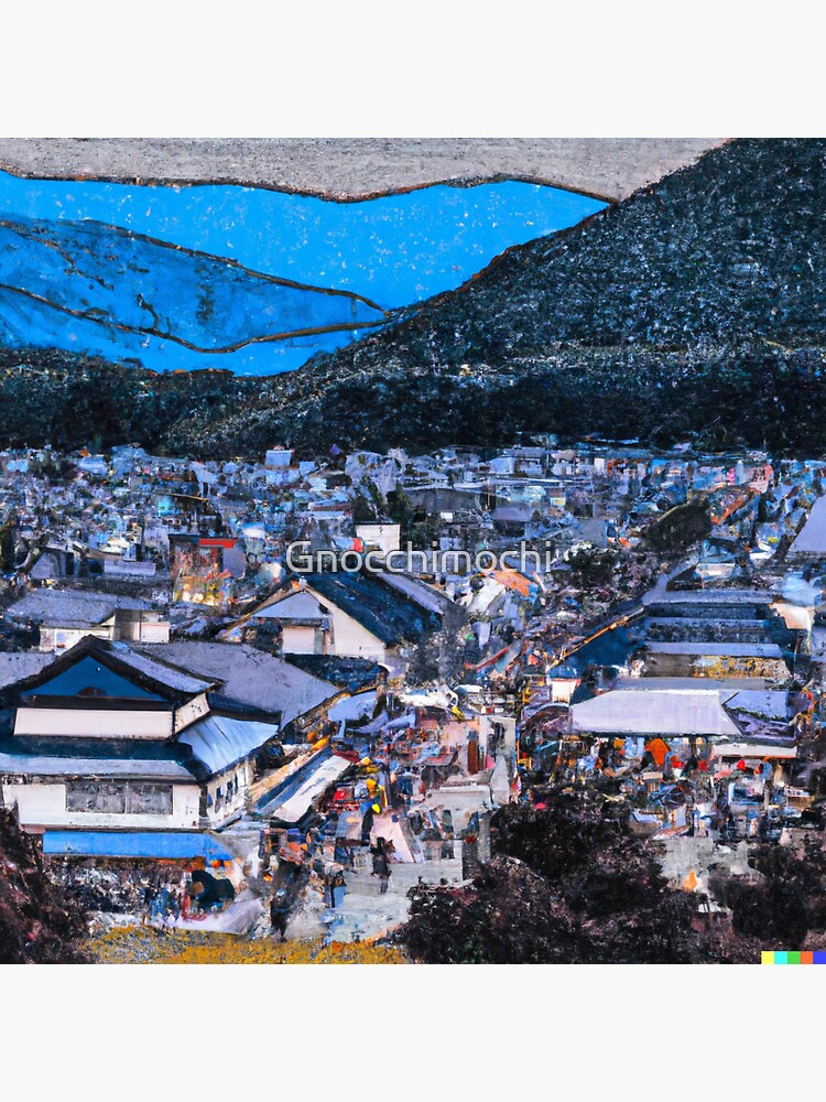 "Japanese-Style City Print" Sticker for Sale by Gnocchimochi | Redbubble