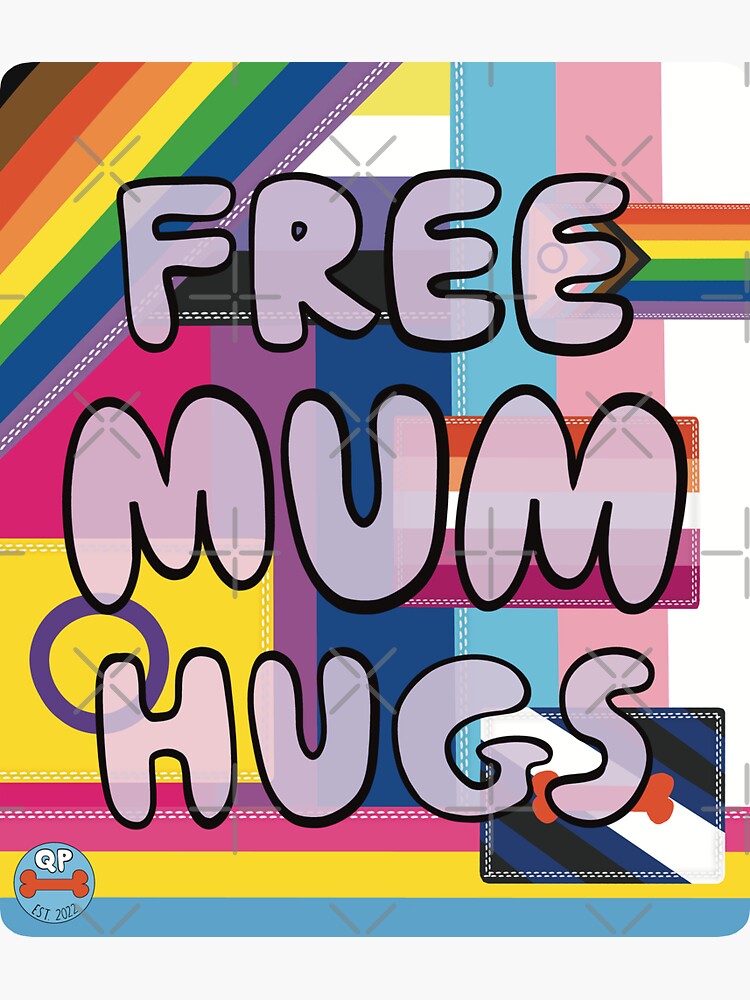 "Free Mum Hugs" Sticker for Sale by queeriouspups | Redbubble