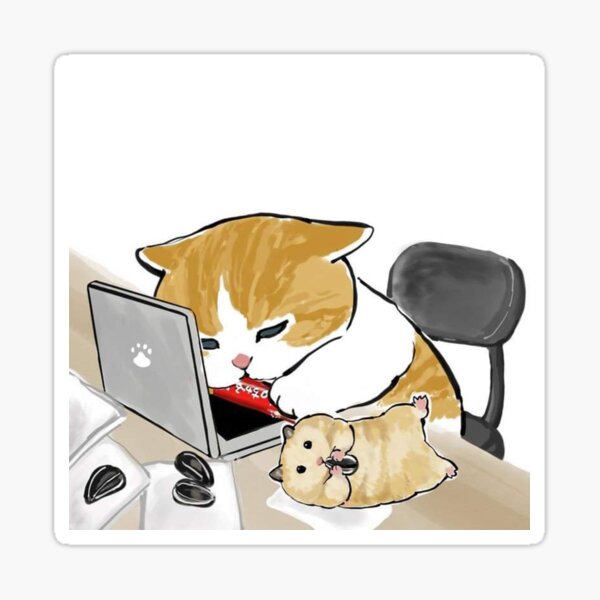 Pegatina «Gatos divertidos y computadoras Gatito de Halloween para ...