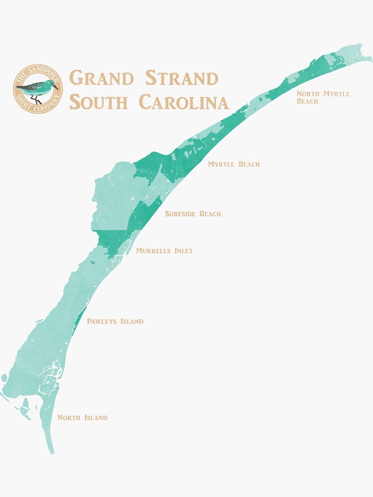 "Myrtle Beach Grand Strand South Carolina Map" Sticker for Sale by ...
