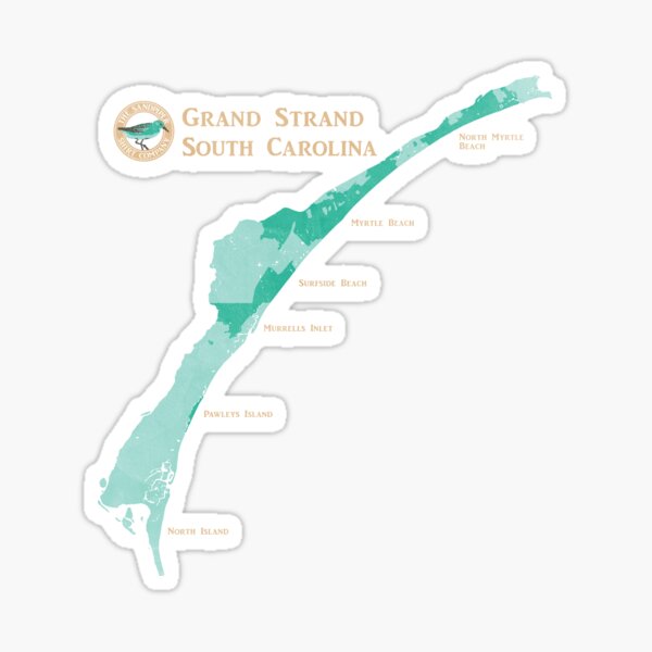 "Myrtle Beach Grand Strand South Carolina Map" Sticker for Sale by ...