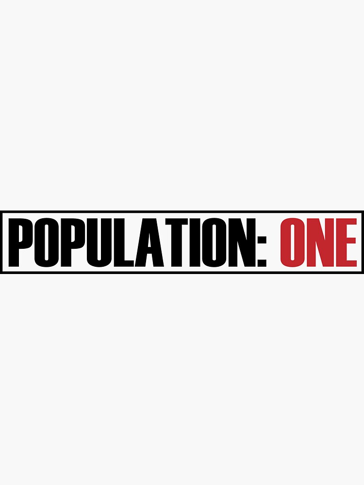"POPULATION: ONE logo" Sticker for Sale by RNDM-DSGNS | Redbubble