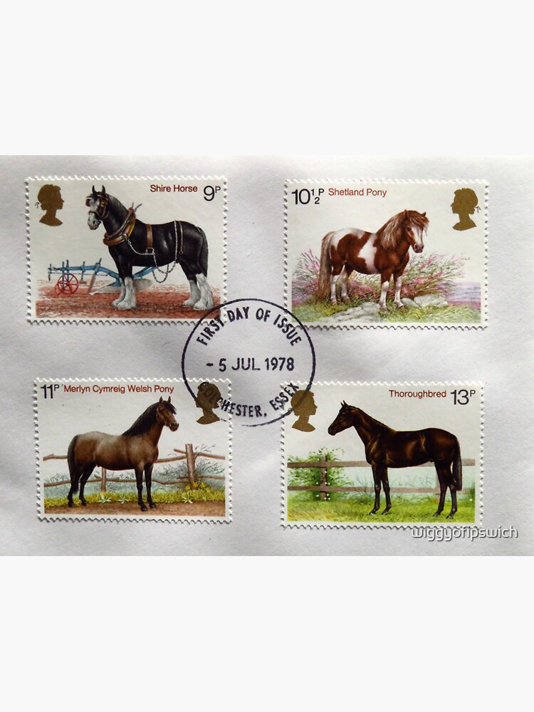 "First Day Issue Stamps - British Horses" Sticker for Sale by wiggyofipswich | Redbubble