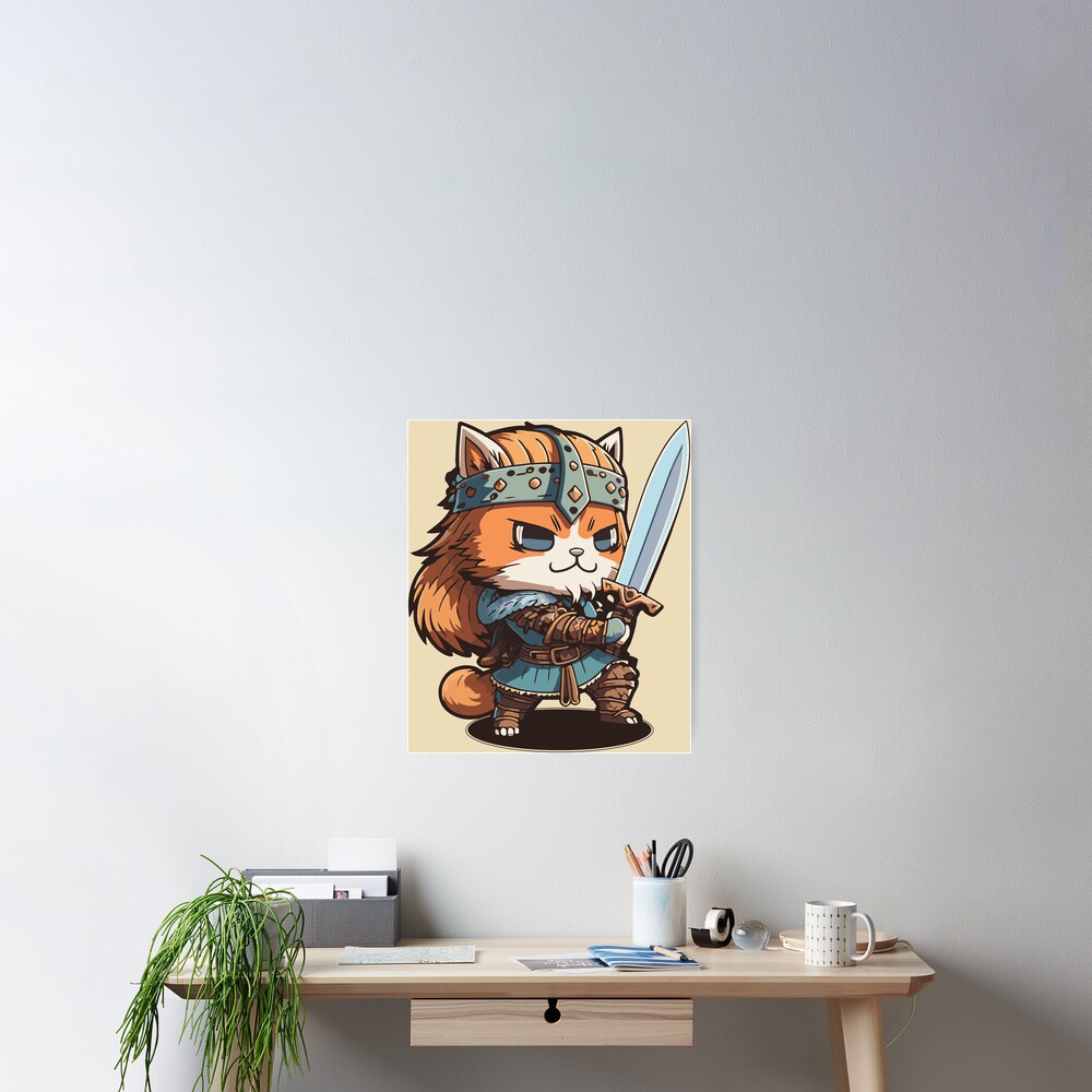 "Dungeons and Dragons Barbarian Cat Chibi" Poster for Sale by fantasy ...