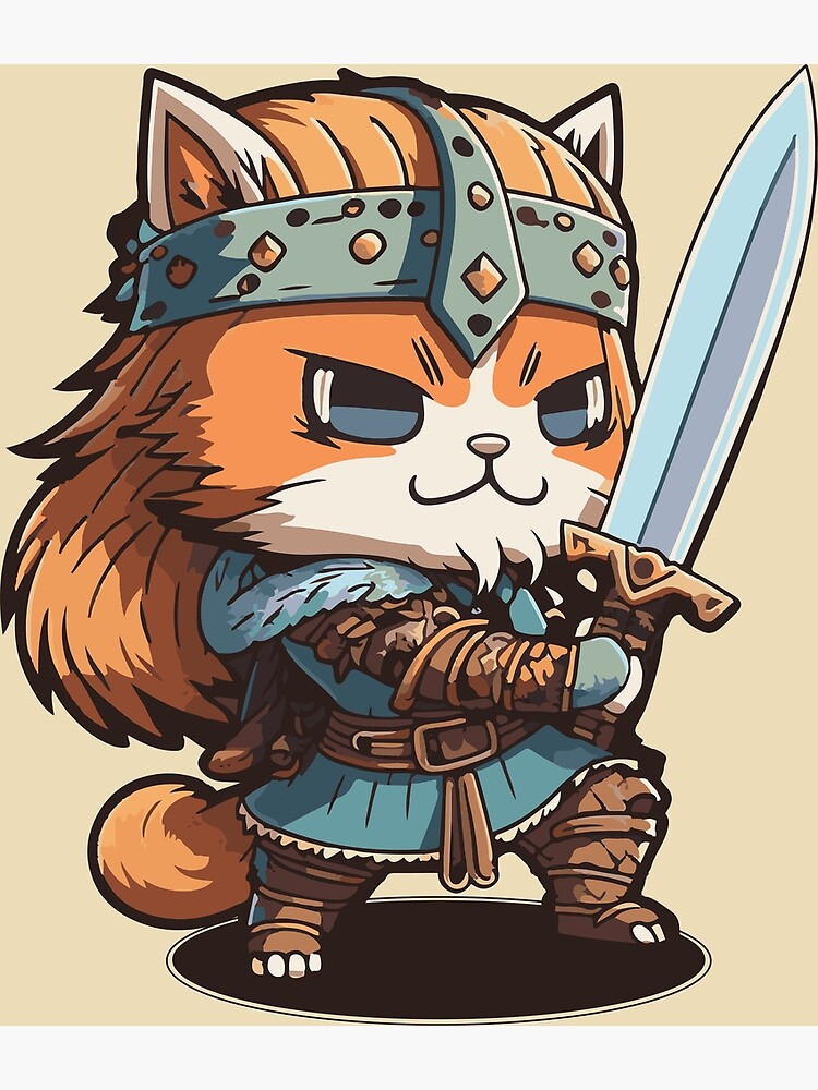 "Dungeons and Dragons Barbarian Cat Chibi" Poster for Sale by fantasy ...