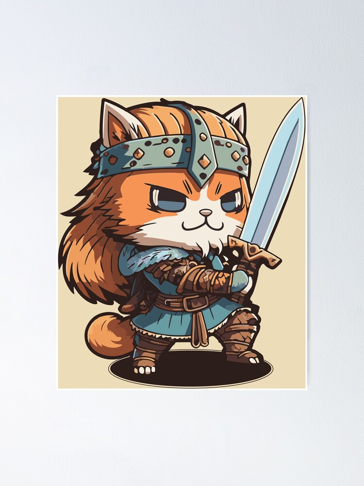 "Dungeons and Dragons Barbarian Cat Chibi" Poster for Sale by fantasy ...