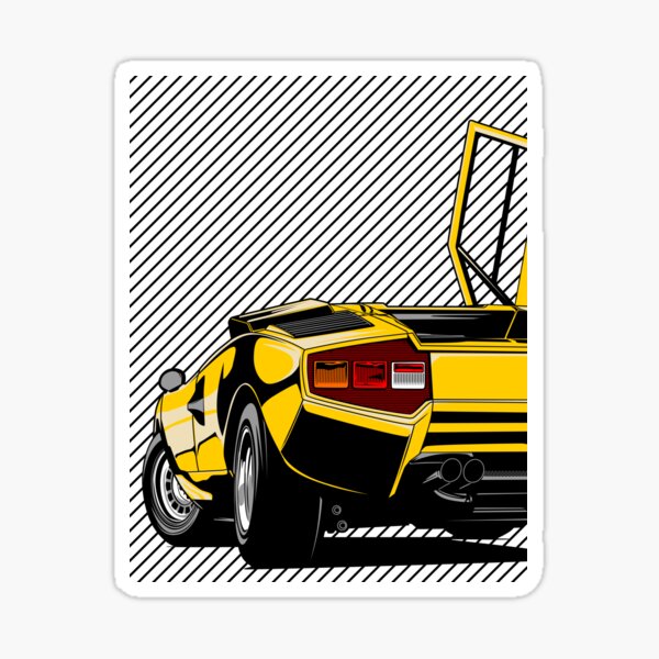 "Lamborghini Countach Super Car Retro Aesthetic Classic" Sticker for ...
