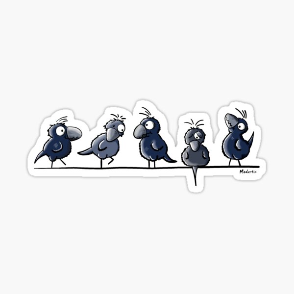 "Five Funny Ravens - Raven - Crow - Bird - Cartoon - Gift" Sticker by ...
