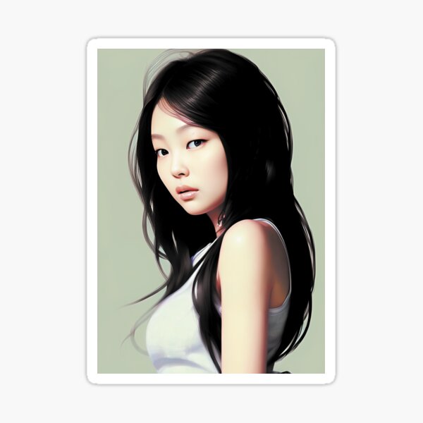 "Digital illustration of a K-pop female idol" Sticker for Sale by Art ...
