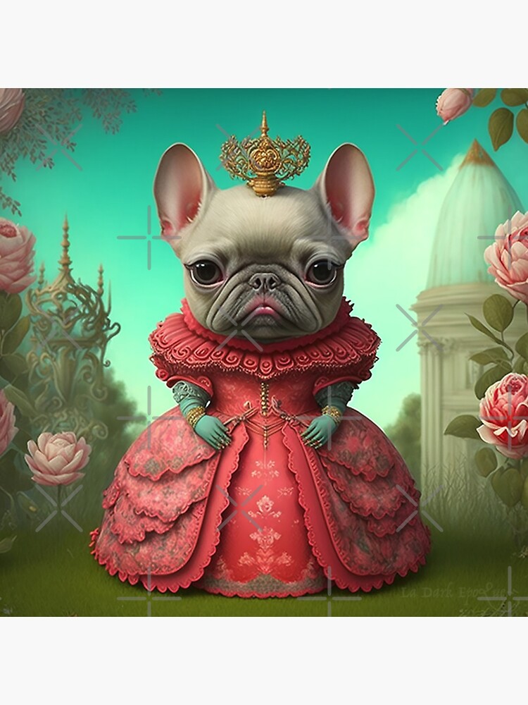 "Little Princess frenchie dog doll in a surreal landscape" Sticker for ...