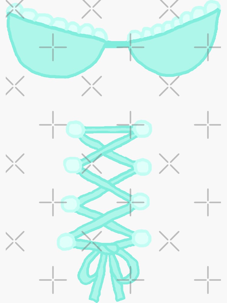 "Corset ribbon and bra with Turquoise lace" Sticker for Sale by ...