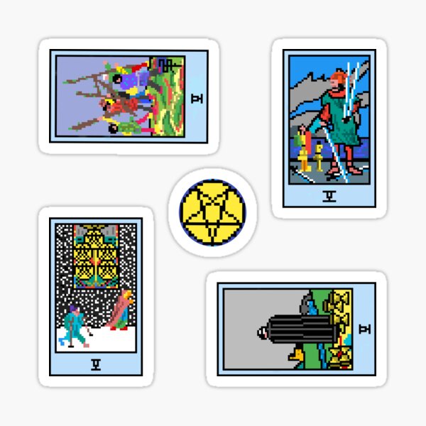 "Pixel Waite Tarot Minor Arcana Fives - 78th Sticker Pack and Magnets ...