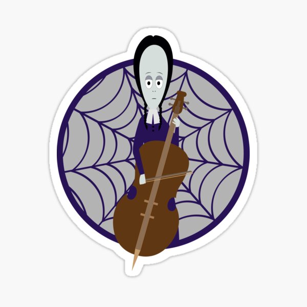 "Wednesday Addams Playing Cello" Sticker for Sale by mohamedeldin ...