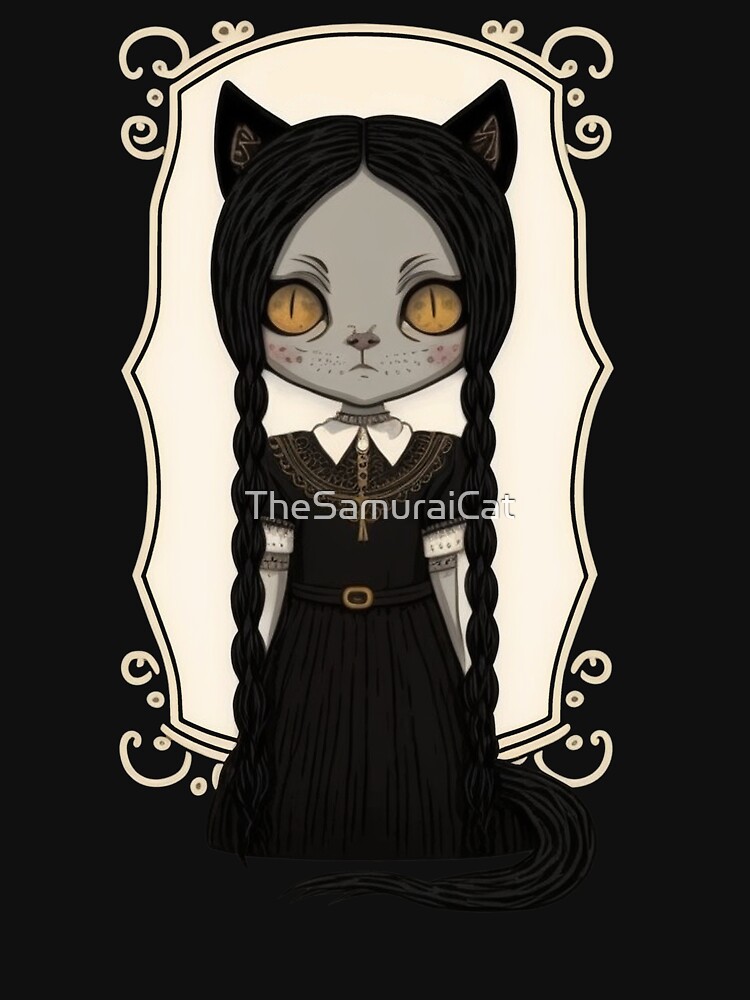 "Wednesday Addams as Cat 3" T-shirt for Sale by TheSamuraiCat ...