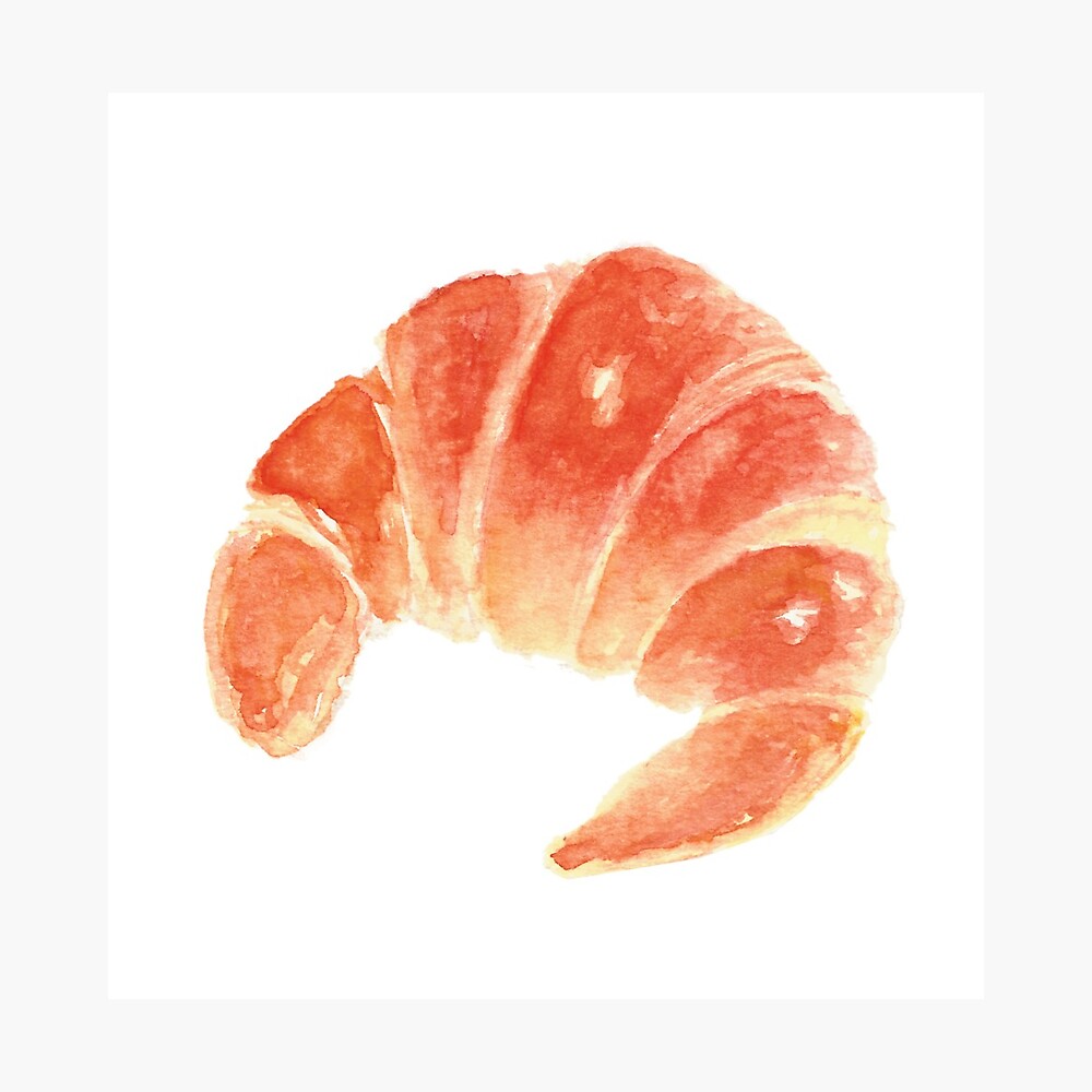 Painting simple minimalist art for the kitchen Croissant watercolor ...