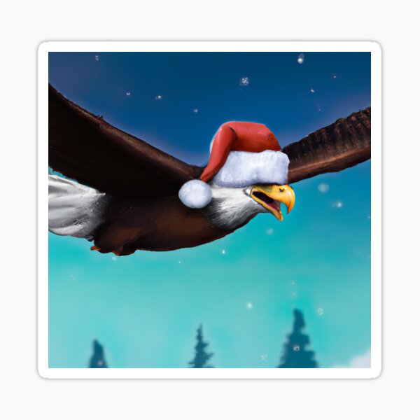 "An Eagle Flying With A Santa Hat On His Head, Covering Its Eyes ...