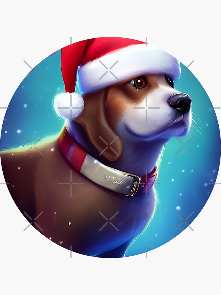 "Cute Dog Christmas" Sticker for Sale by ArtificialCraft | Redbubble