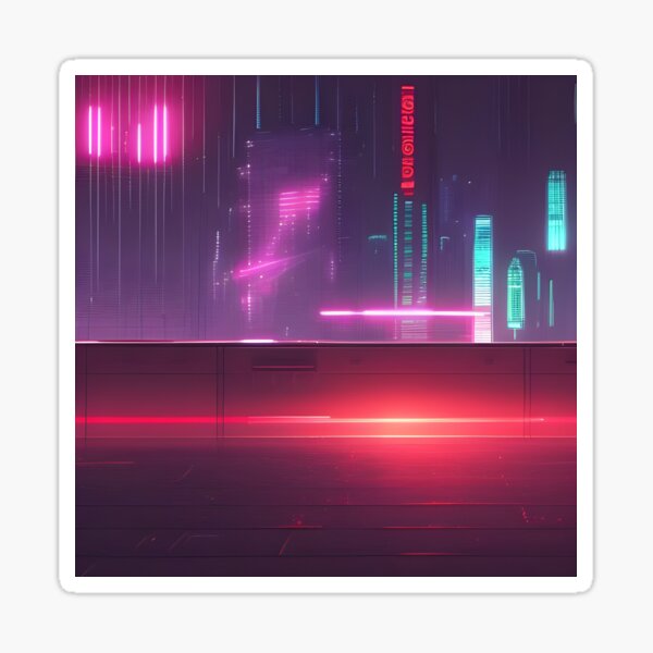 "Synth City Skyline Balcony" Sticker for Sale by Mr-Saxon | Redbubble