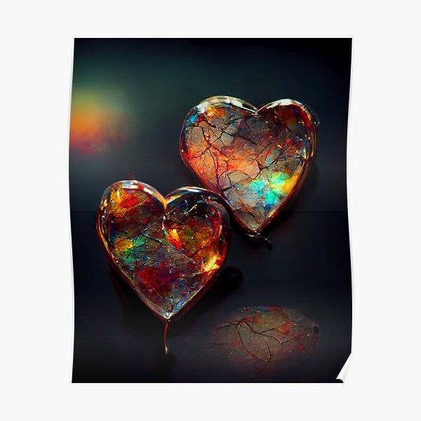 "Crystallized Broken Hearts" Poster for Sale by HanaLee-AI-Art | Redbubble