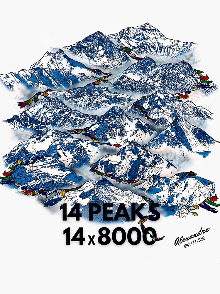 "14 peaks - 14 x 8000" Sticker by alex-mountains | Redbubble