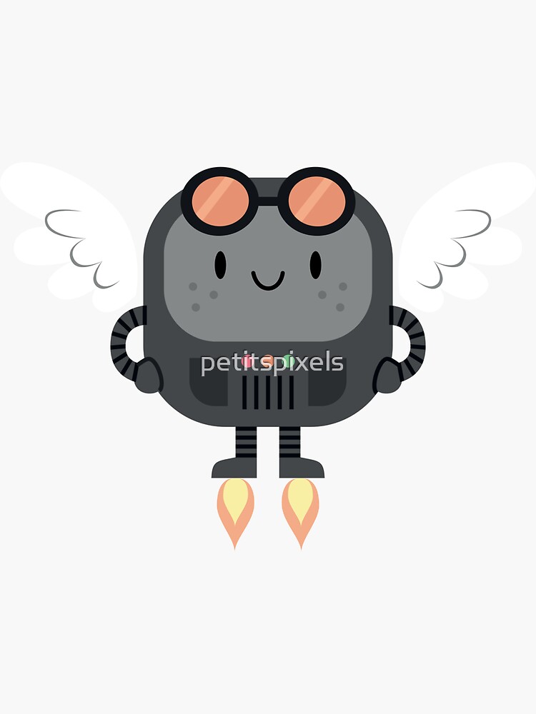 "Cute flying robots" Sticker by petitspixels | Redbubble