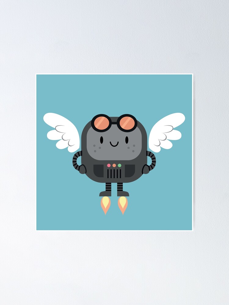 "Cute flying robots" Poster by petitspixels | Redbubble