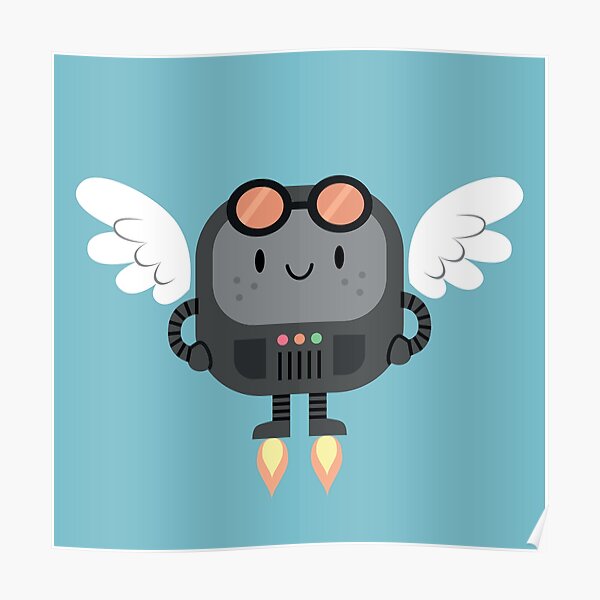 "Cute flying robots" Poster by petitspixels | Redbubble