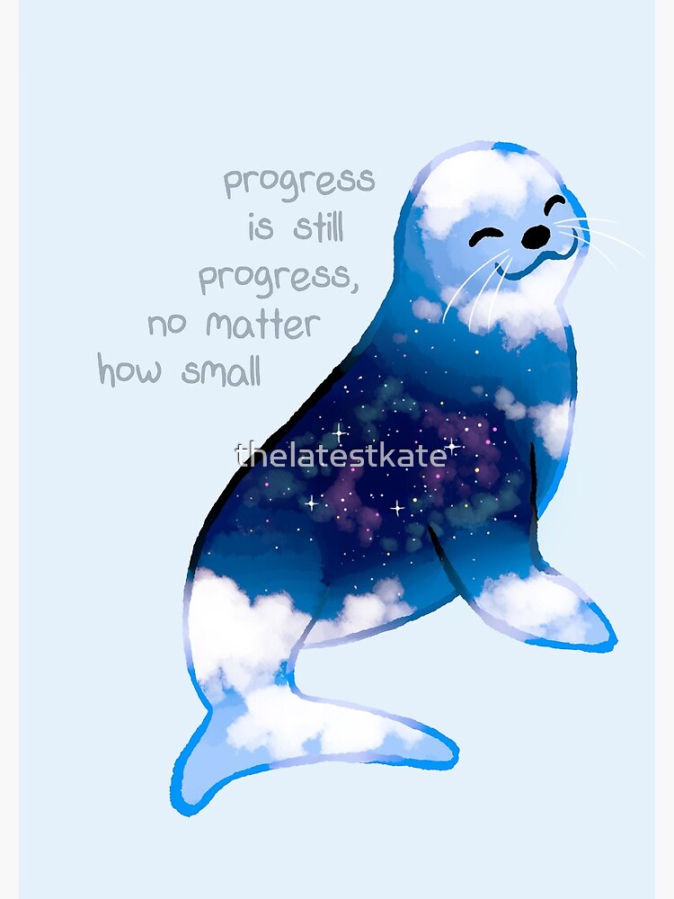 ""Progress is Still Progress" Galaxy Seal" Spiral Notebook for Sale by ...