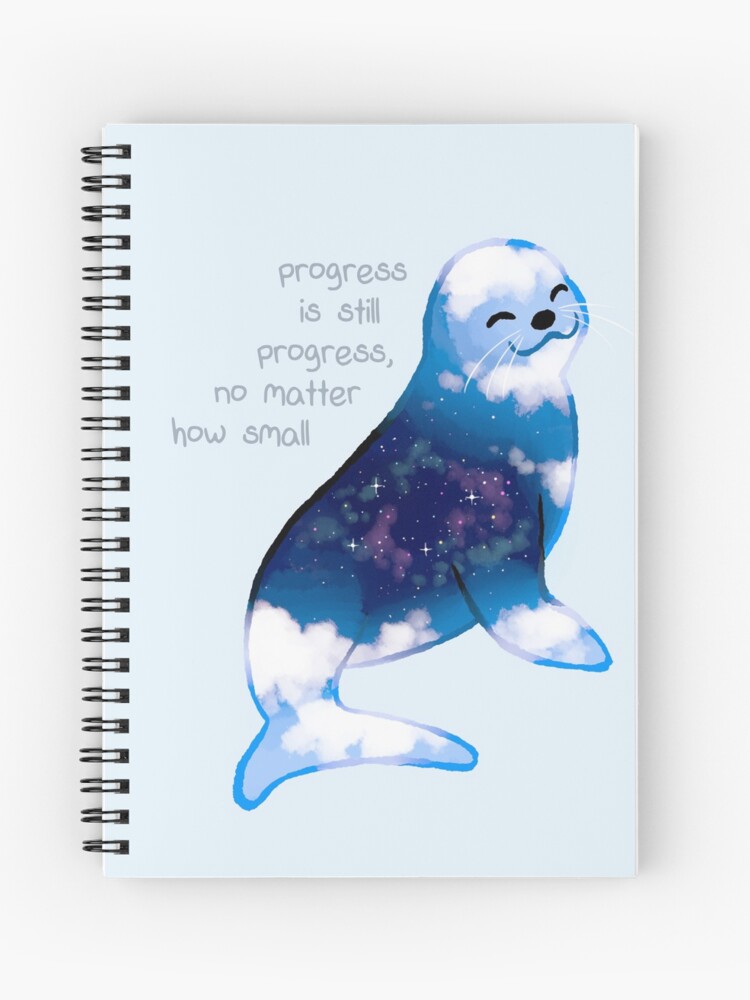 ""Progress is Still Progress" Galaxy Seal" Spiral Notebook for Sale by ...