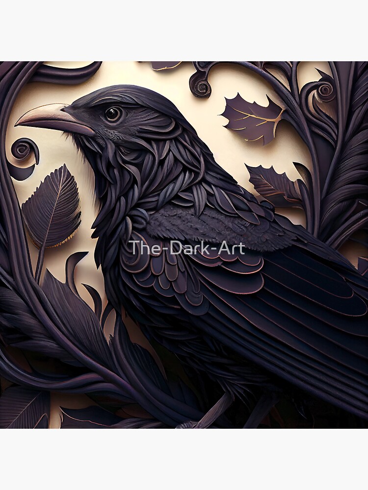 "Black Crow Beautiful Illustration." Sticker for Sale by The-Dark-Art ...