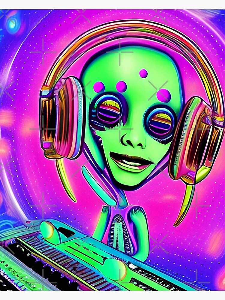"Trippy Psychedelic Alien DJ" Sticker for Sale by Neo-Expression ...