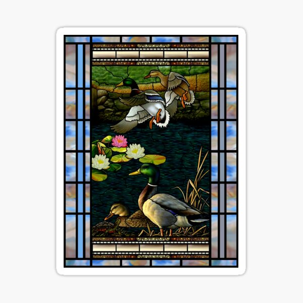 "Stained Glass Window Design Ducks" Sticker for Sale by AnthonySeeker ...