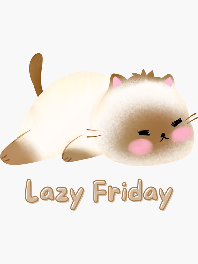 "Sleepy Cat - Lazy Friday" Sticker for Sale by DinasoDesign | Redbubble