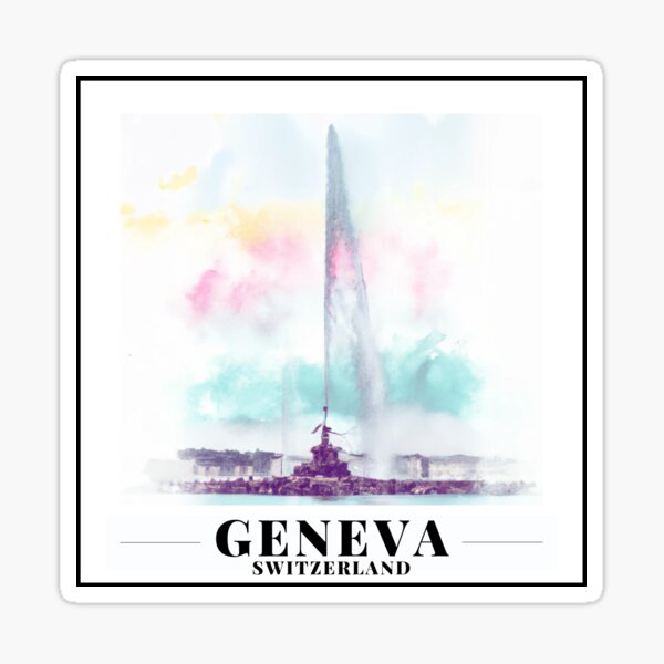 "Geneva Jet d'eau" Sticker for Sale by ASwissBear | Redbubble
