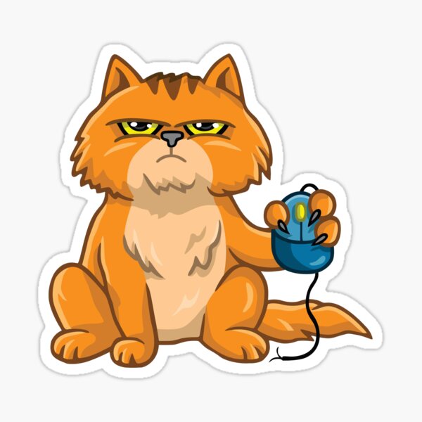 "Grumpy Cat Holding Computer Mouse" Sticker for Sale by mr-umaiir ...