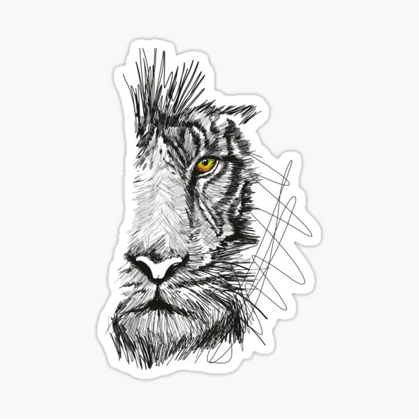 "Half face tiger" Sticker for Sale by Ardaaa00 | Redbubble