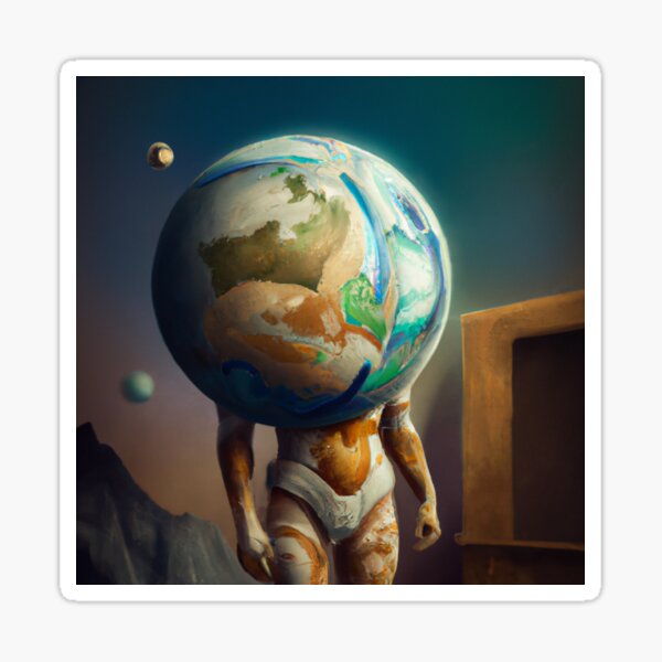 "Human body with the head of the earth" Sticker for Sale by VanVanaf ...