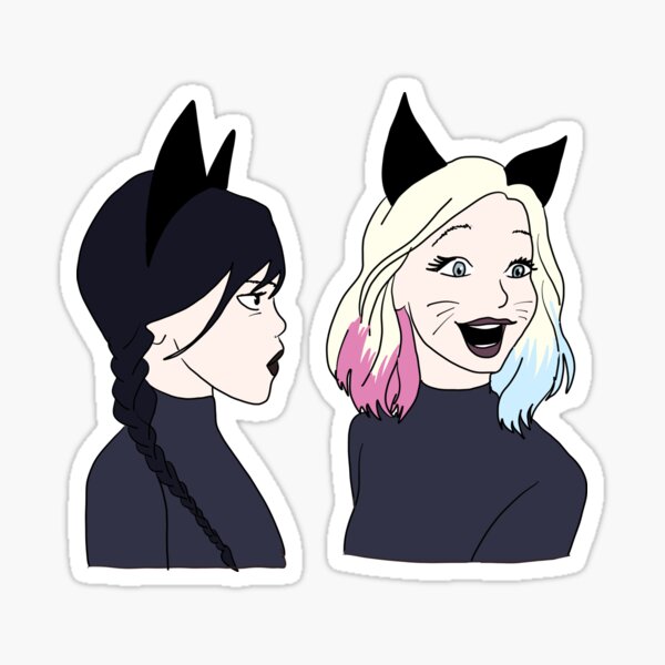 "Wednesday Addams and Enid cat suit " Sticker for Sale by Robin-m ...