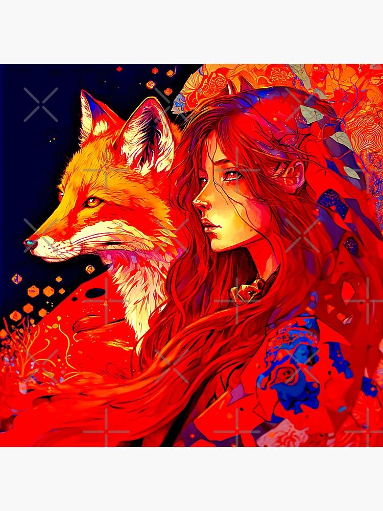 "Fantasy Art: Portrait of a Beautiful Long Red Haired Girl with Her Red ...
