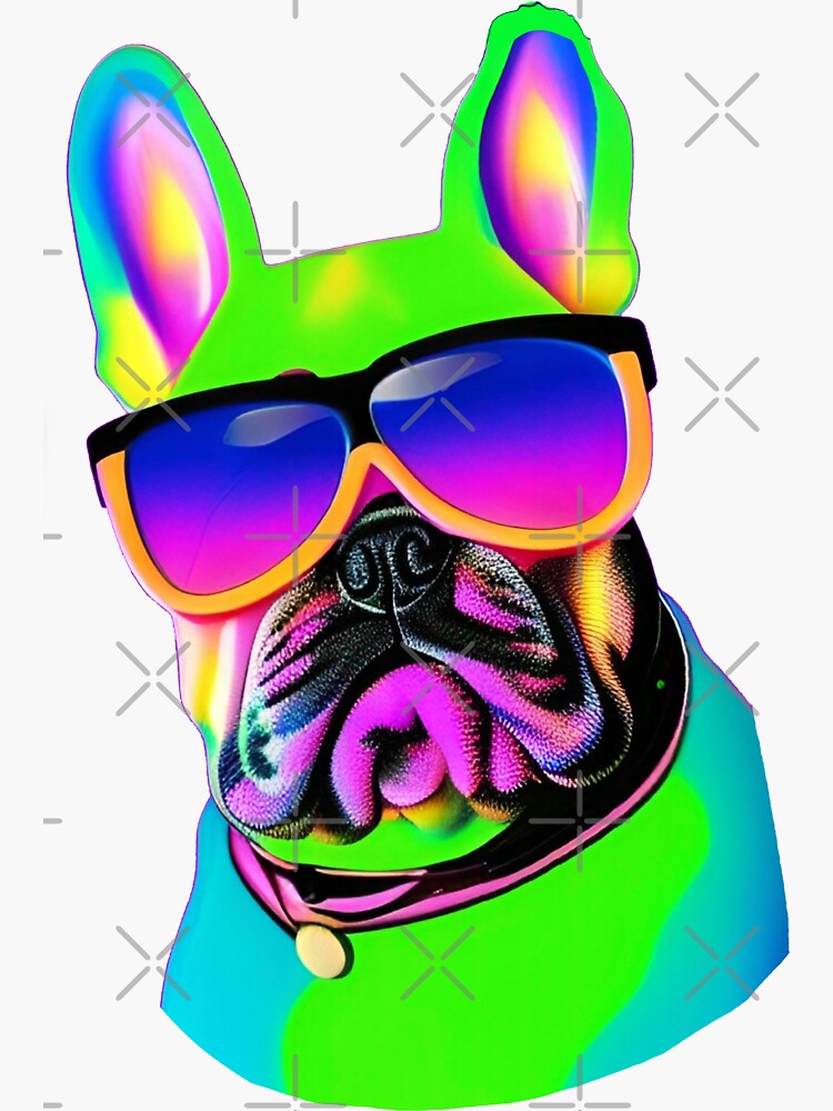 "Trippy dog. Psychedelig French Bulldog." Sticker for Sale by Neo ...