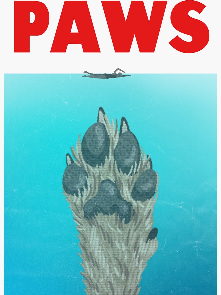 "Paws Jaws " Sticker for Sale by TreasurePlanetV | Redbubble