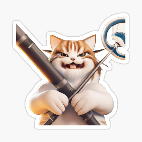 "Cat ready to battle" Sticker for Sale by TrixiesWorld | Redbubble