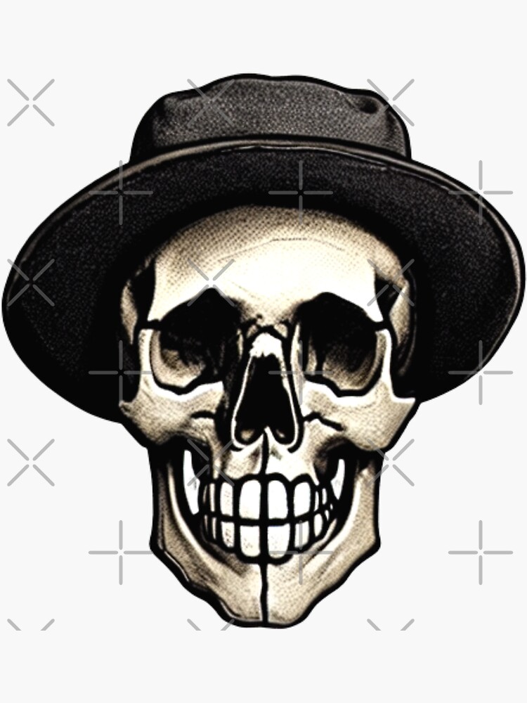 "Skull with a Hat" Sticker for Sale by rimmatv | Redbubble
