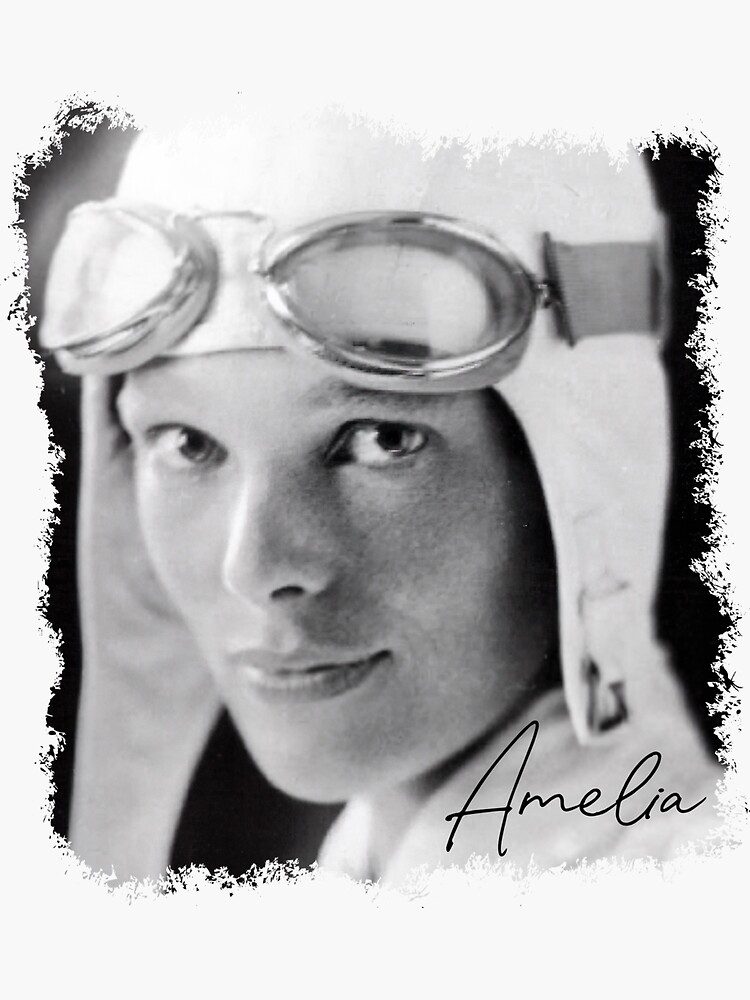 "Amelia Earhart B&W" Sticker for Sale by historeetees1 | Redbubble