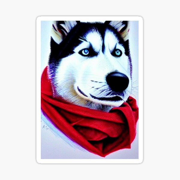 "Husky Wearing a Red Scarf" Sticker for Sale by HuskyHuskiesUK | Redbubble